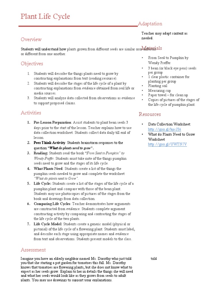 Plant Life Cycle: Adaptation | PDF | Life Cycle Assessment | Plants
