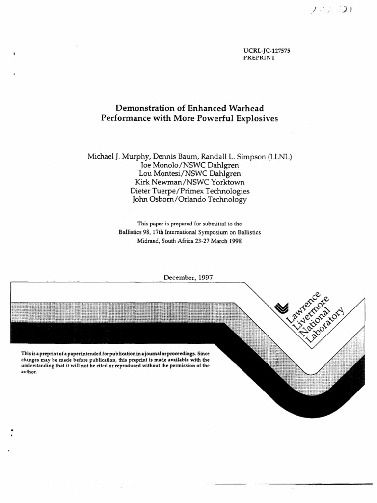 Demonstration of Enhanced Warhead Performance With More Powerful ...