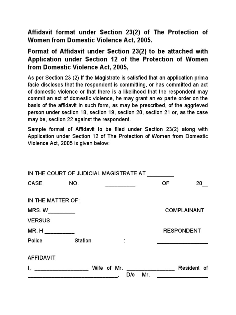 Affidavit Format Under Section 23 | PDF | Affidavit | Judiciaries
