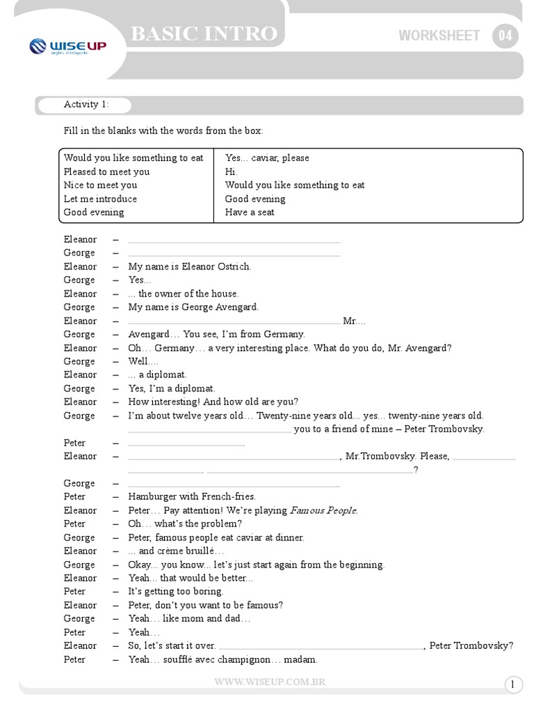 Basic Intro - Worksheet 04 | PDF