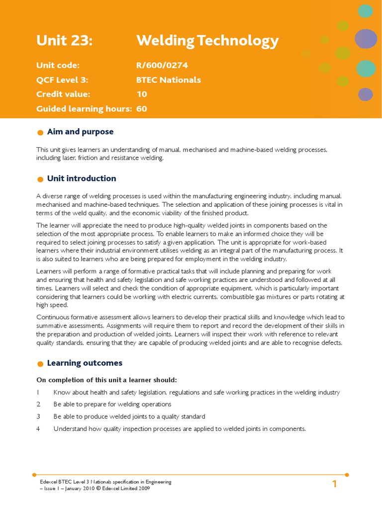Unit 23: Welding Technology | PDF
