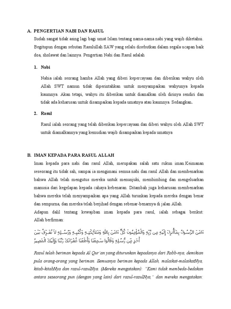 Pengertian Nabi Dan Rasul | PDF