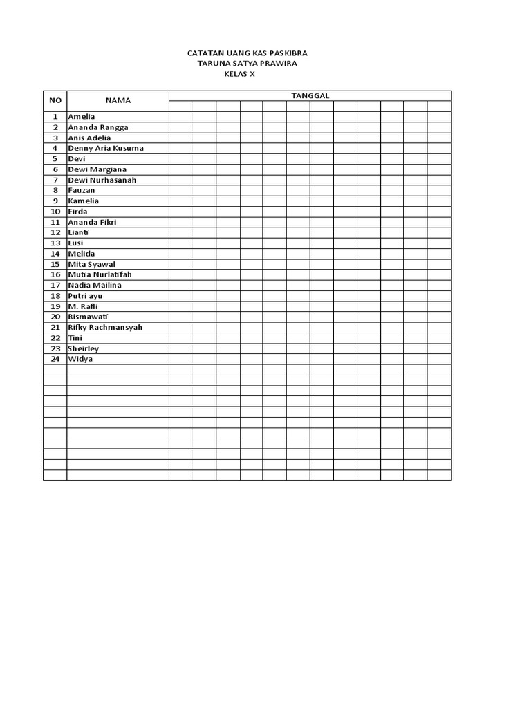 Rekap Uang Kas Paskibra | PDF
