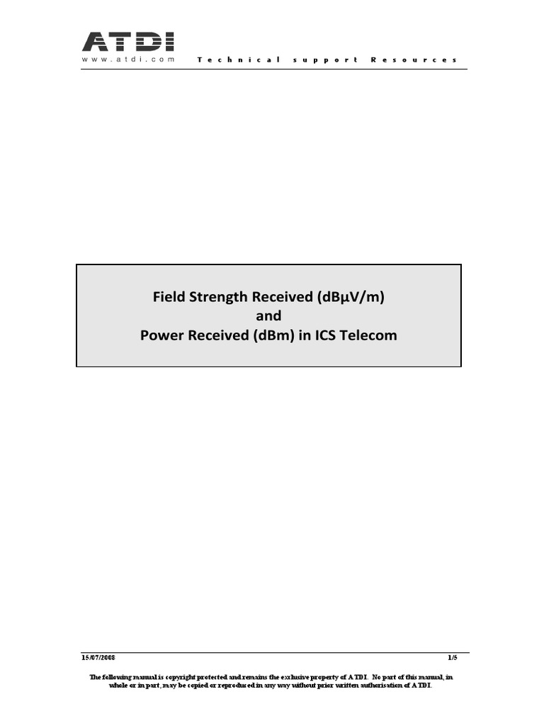 Field Strength Received (DB V/M) and Power Received (DBM) in Ics Telecom | Download Free PDF ...