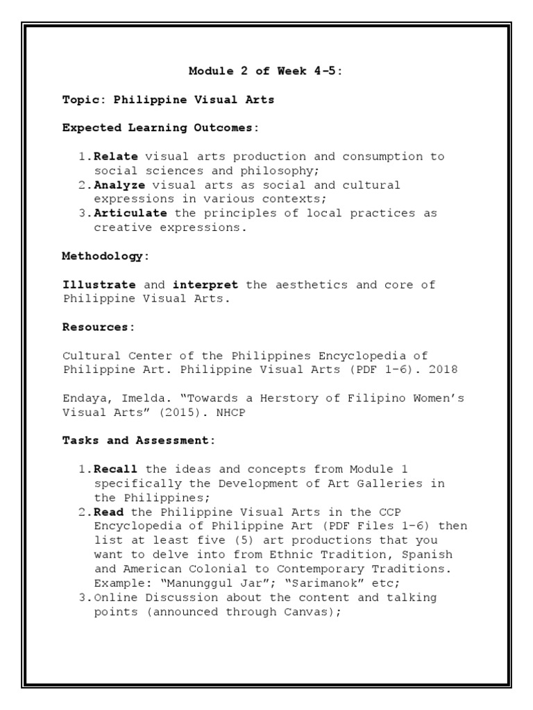Philippine Visual Arts Module | PDF | Human Nature | Cognition