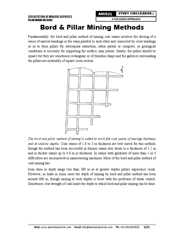 Bord and Pillar Mining Methods Explained | PDF | Coal Mining | Mining