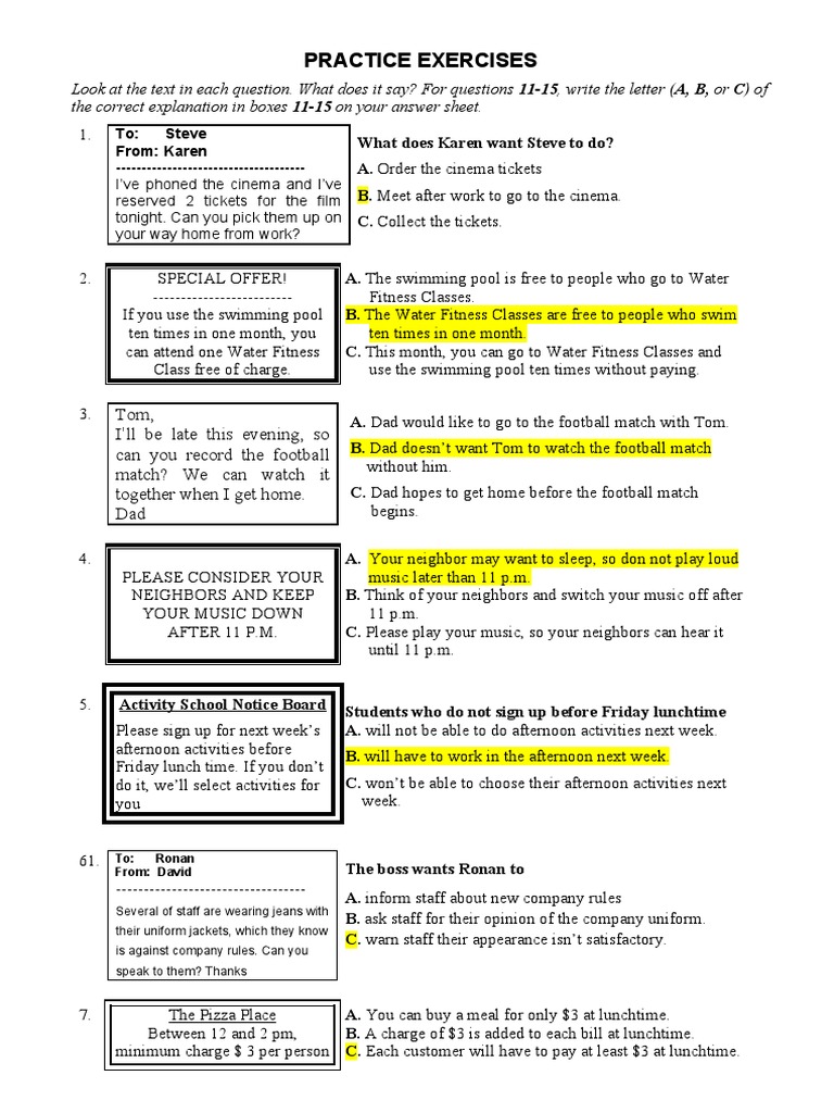 PRACTICE EXERCISE (Notices) - 2 | PDF | Lunch