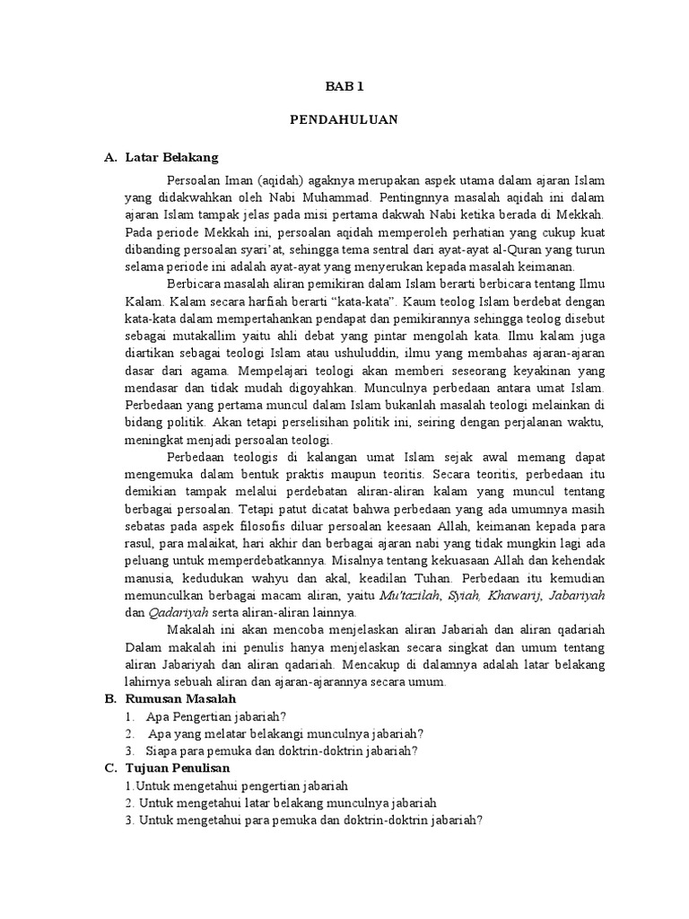 Studi Aliran Jabariah dalam Islam | PDF