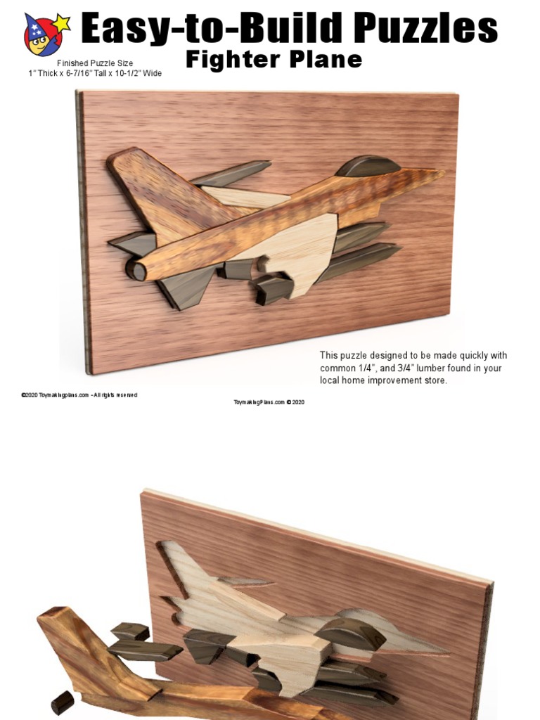 Fighter Plane: Finished Puzzle Size 1" Thick X 6-7/16" Tall X 10-1/2 ...