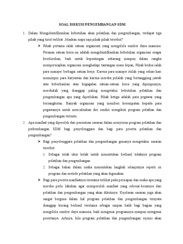 Soal Diskusi Pengembangan SDM | PDF