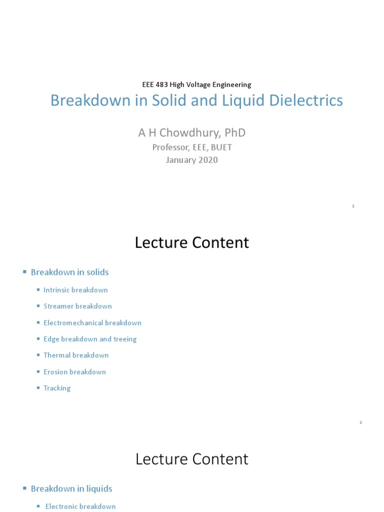 6 - Breakdown in Solid and Liquid Dielectric | PDF | Electrical ...