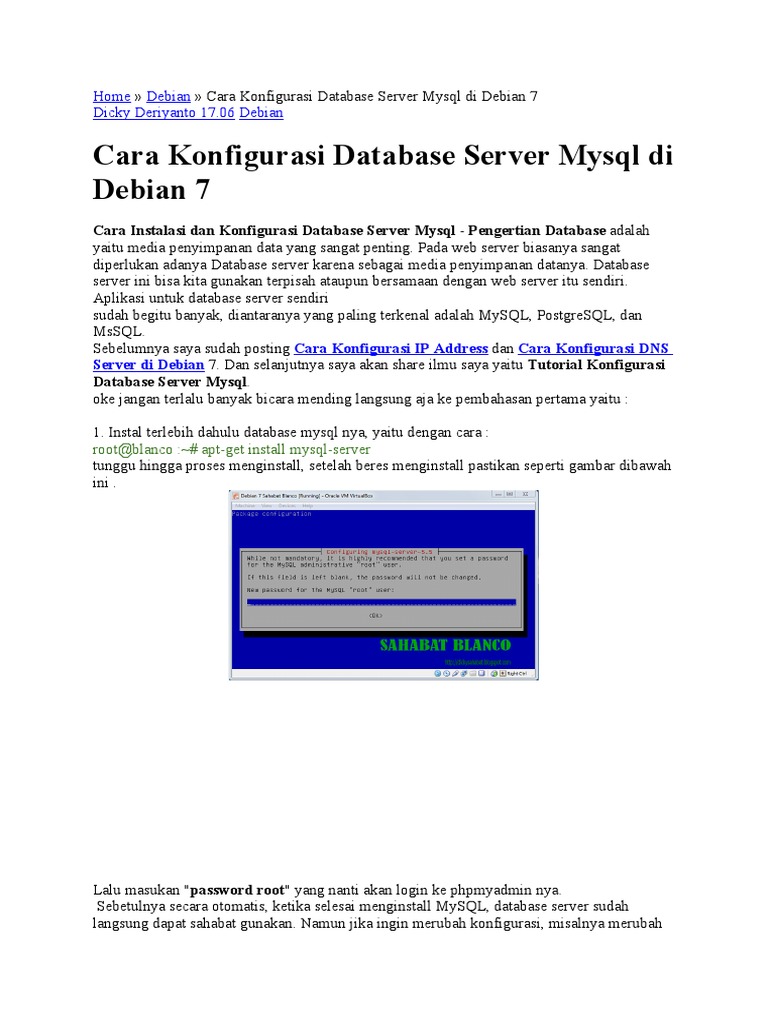 10cara Konfigurasi Database Server Mysql Di Debian 7 | PDF | Komputer