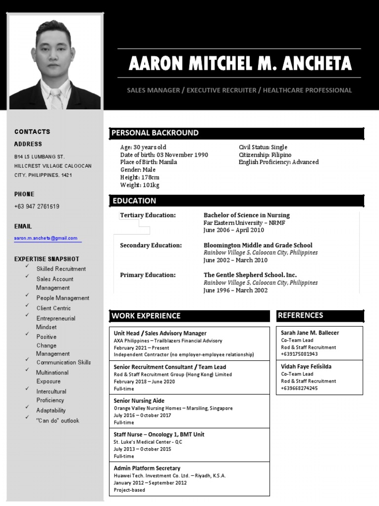 Aaron Ancheta - CV | PDF | Health Care | Further Education