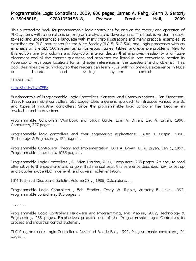Dokumen - Tips - Programmable Logic Controllers 2009 600 Pages James A Logic Controllers | PDF ...