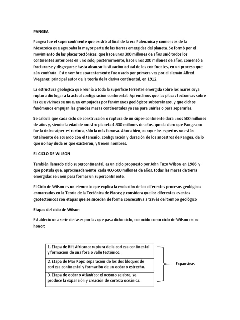 El Ciclo de Wilson | Descargar gratis PDF | Placas tectónicas | Continente