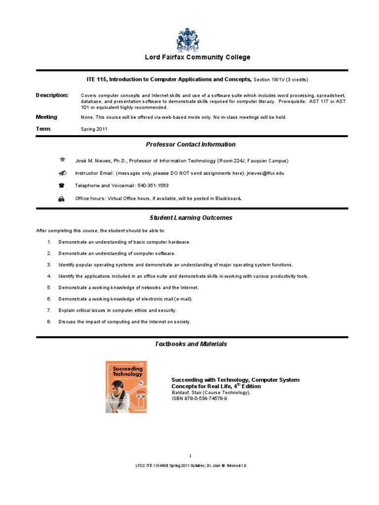 LFCC ITE 115 Online Course Syllabus | PDF | Web Page | World Wide Web