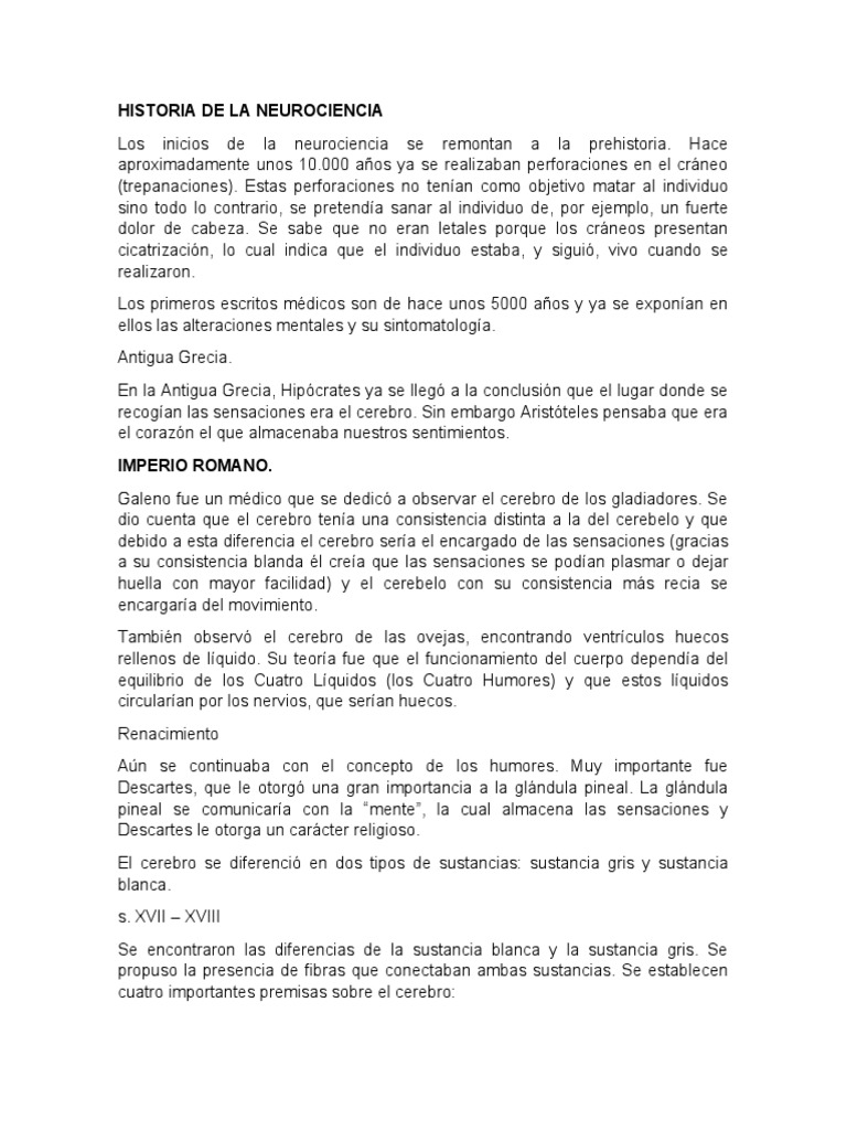 Historia de La Neurociencia | PDF | Neurona | Cerebro