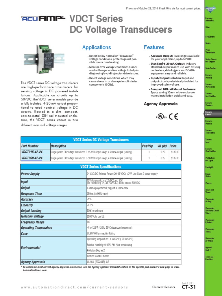 Datasheet Sensor de Voltaje DC Acuampvdct | PDF