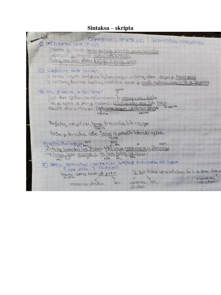 Hrvatska Sintaksa Skripta | PDF
