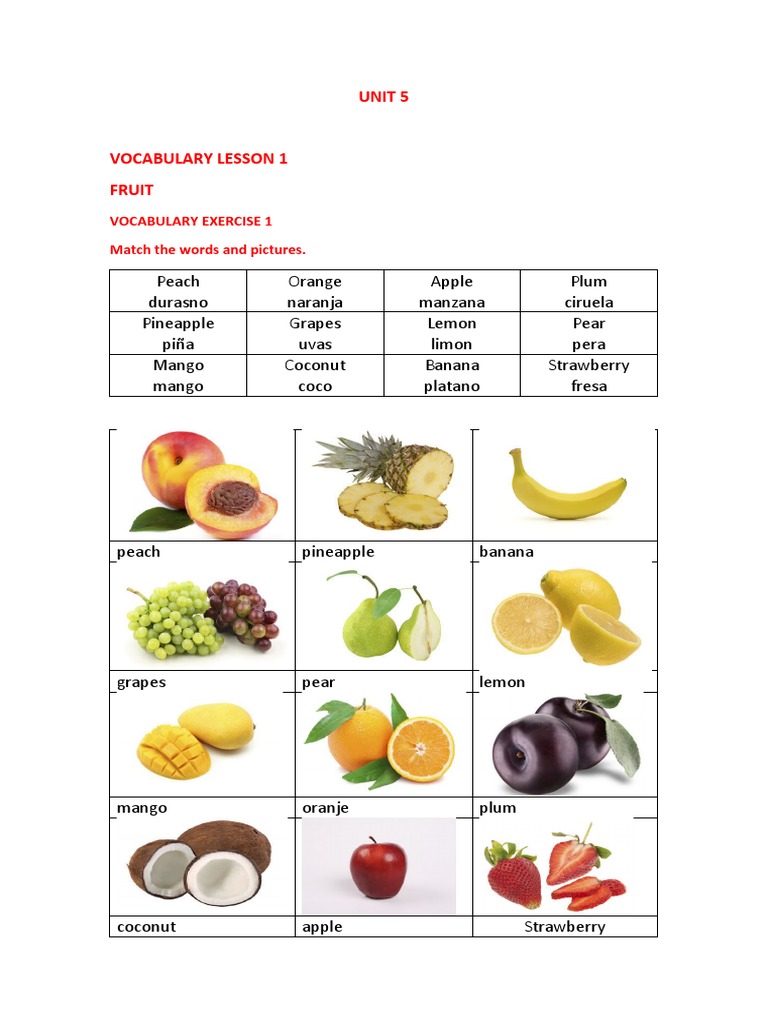 Fruit Vocabulary and Countable Nouns | PDF | Fruit | Noun
