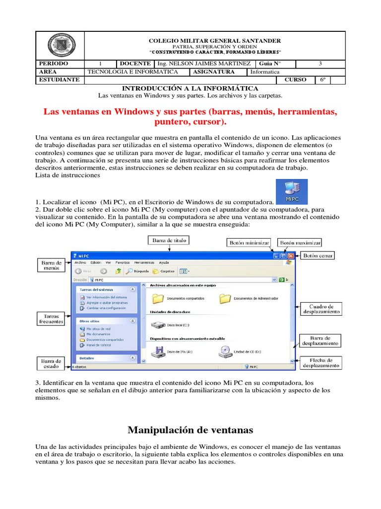 Guia de Informatica 6 N3 | PDF | Ventana (informática) | Archivo de ...