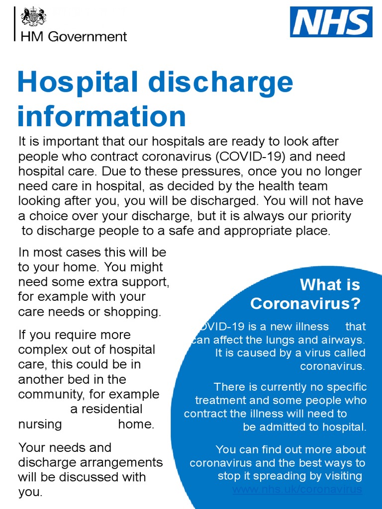 ON Entry - Hospital Discharge Patient Leaflet - V4 | PDF