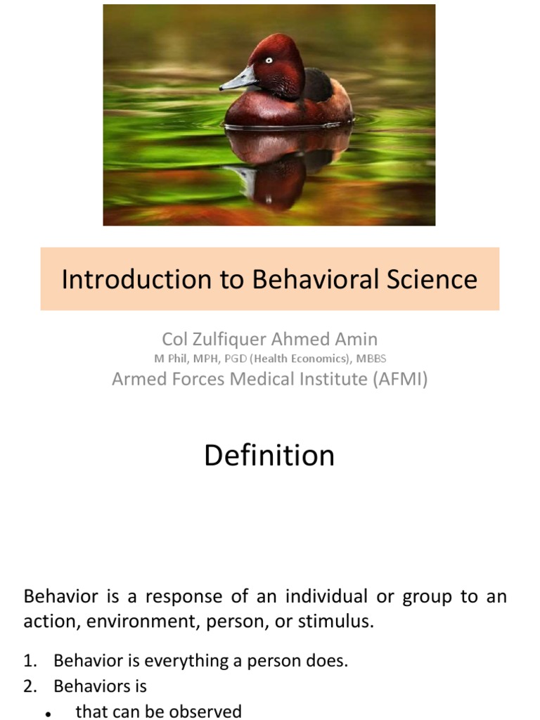 Introduction To Behavioral Science: Col Zulfiquer Ahmed Amin Armed ...
