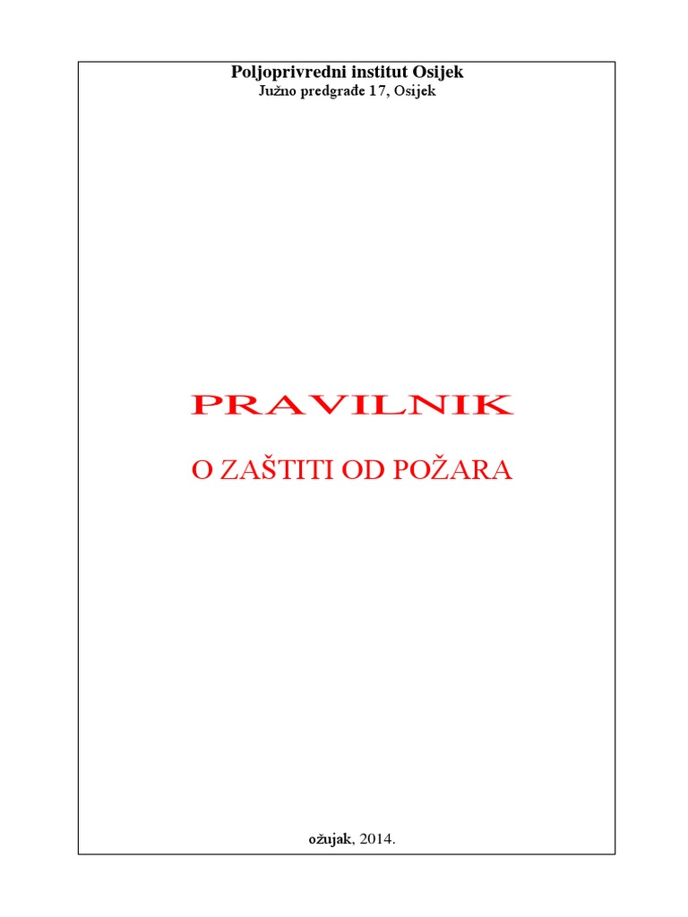 Pravilnik Zastita Od Pozara | PDF