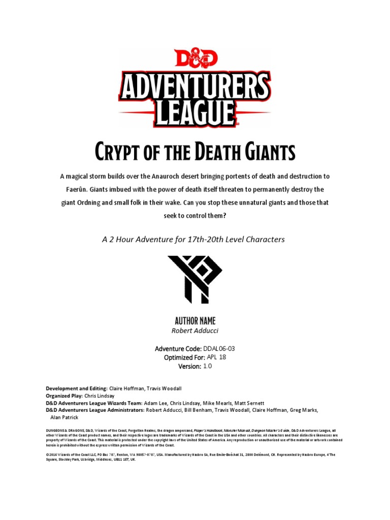 DDAL6-03 - Crypt of The Death Giants v1.0 | PDF | Dungeons & Dragons ...
