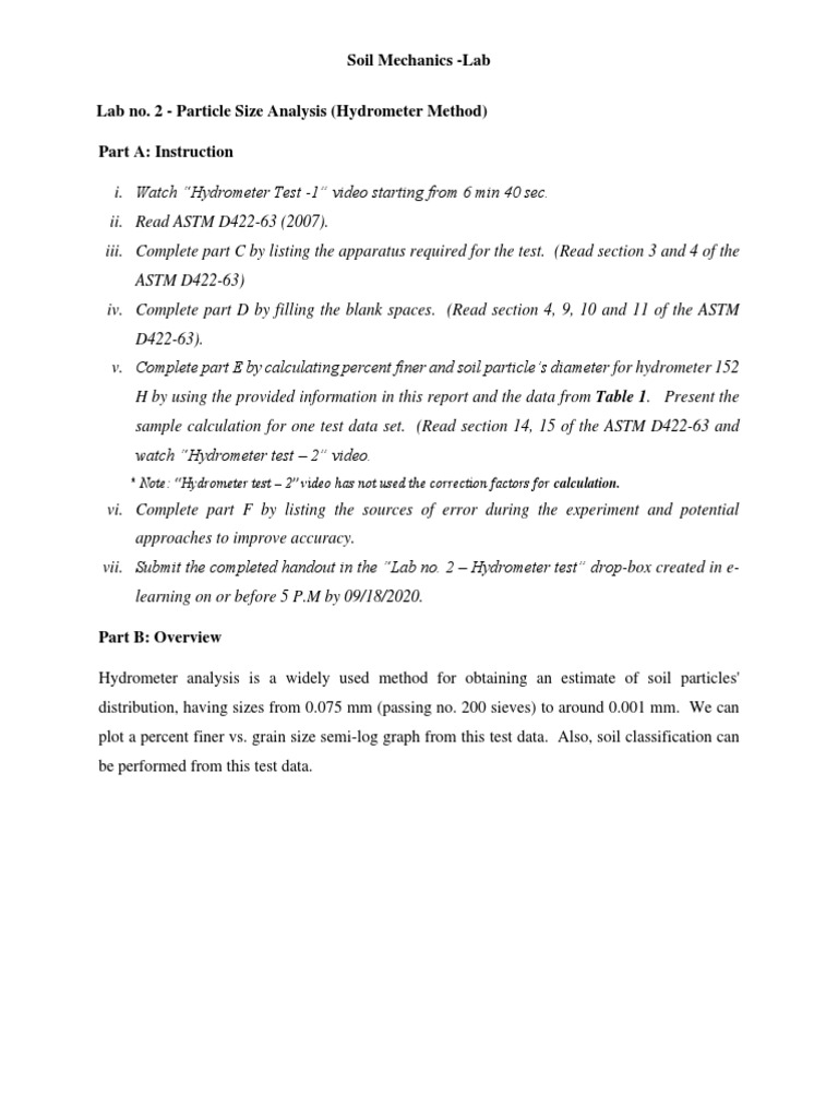Hydrometer Test for Soil Particle Analysis | PDF | Soil Mechanics ...