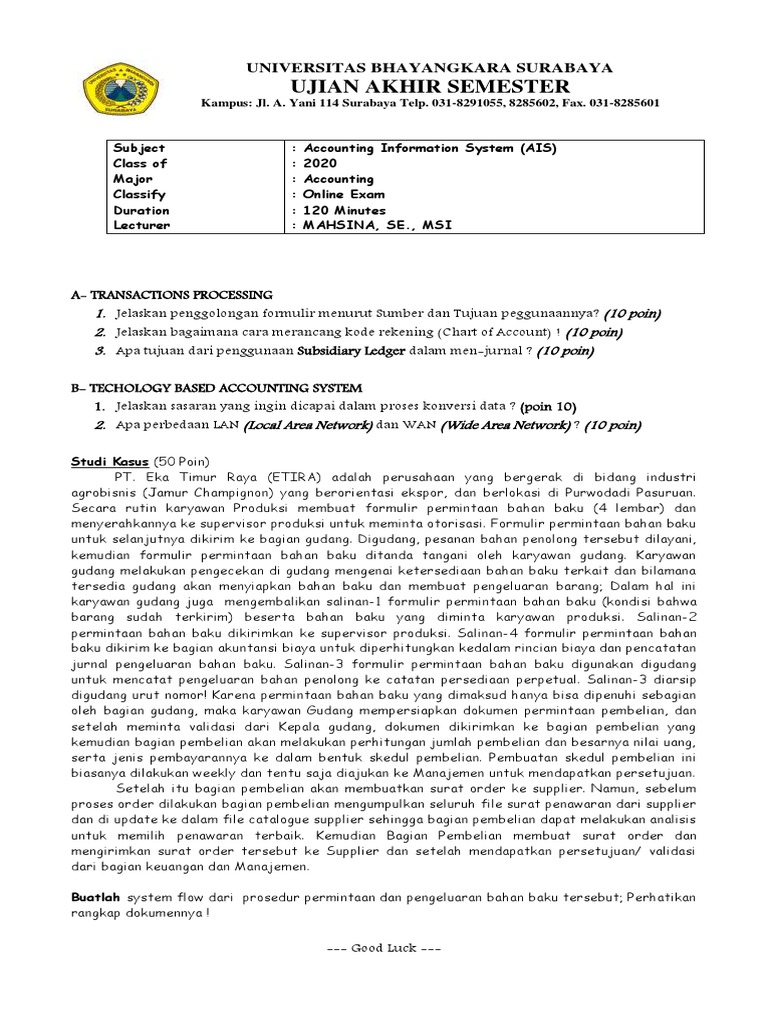 Soat Uas Sia 2020 | PDF | Bisnis | Teknologi & Rekayasa