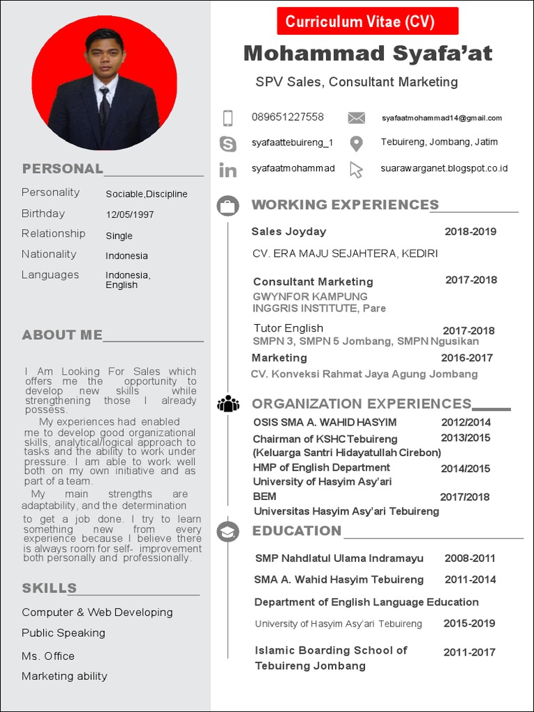CV Dan Lamaran Kerja Syafaat ABC | PDF | Human Nature | Further Education