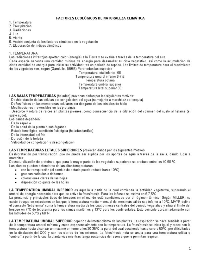 Clase 3 FACTORES ECOLÓGICOS DE NATURALEZA CLIMÁTICA | PDF | Naturaleza ...