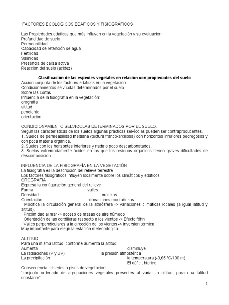 Clase 4 FACTORES ECOLÓGICOS EDÁFICOS Y FISIOGRÁFICOS | PDF | Suelo | Clima