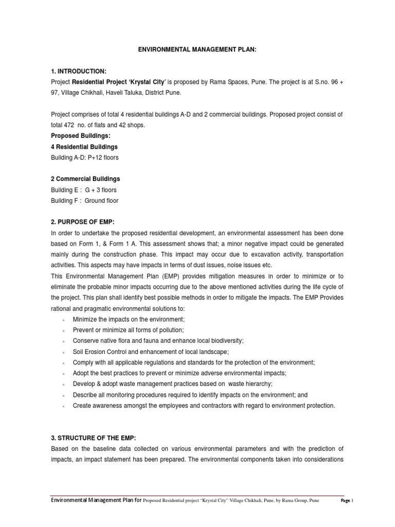 Environmental Management Plan:: Proposed Residential Project "Krystal ...
