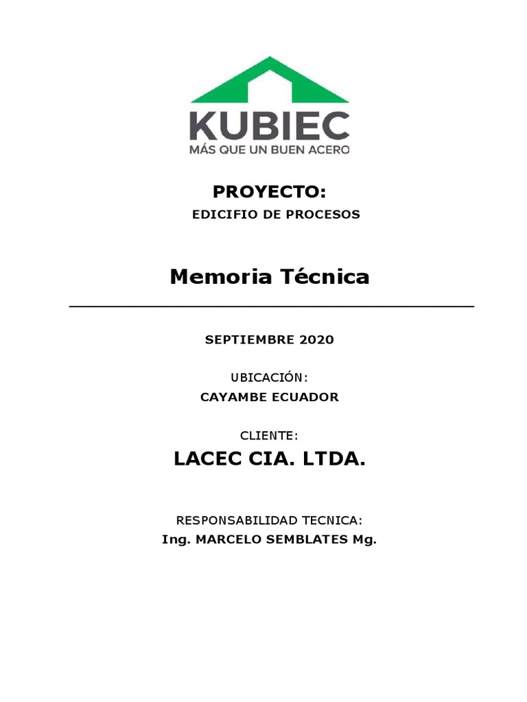 2020-09-04 Memoria Edificio de Procesos | PDF | Ingeniería estructural | Acero