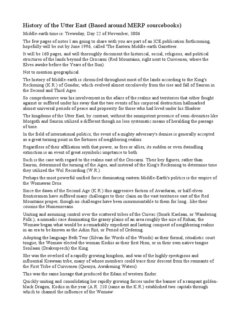 MERP History of The Utter East | PDF | Middle Earth
