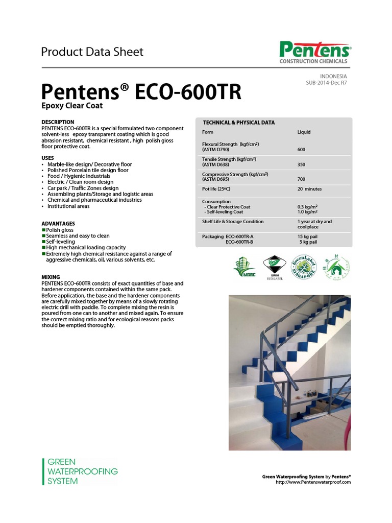 Pentens ECO-600TR Data Sheet (SUB) | PDF | Epoxy | Building Materials