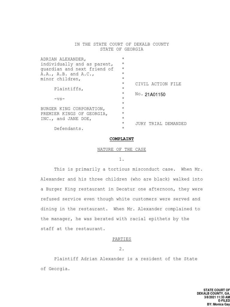 Complaint: Dekalb County, Ga. State Court of | PDF