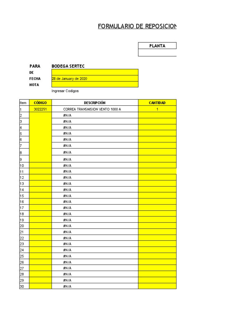 Formulario de Reposición | PDF