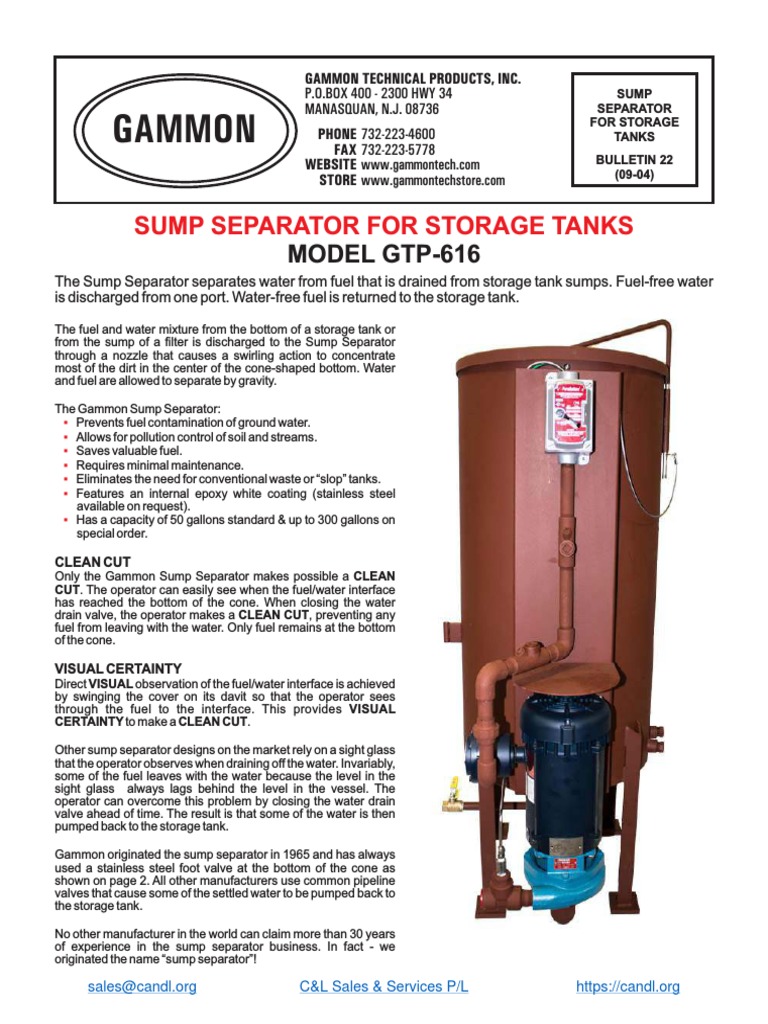 b022 Sump Separator For Storage Tanks Gammon GTP 616 Candl XXX | PDF ...