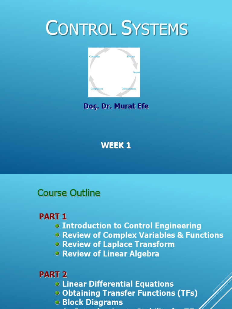Week 1 | PDF | Control Theory | Laplace Transform