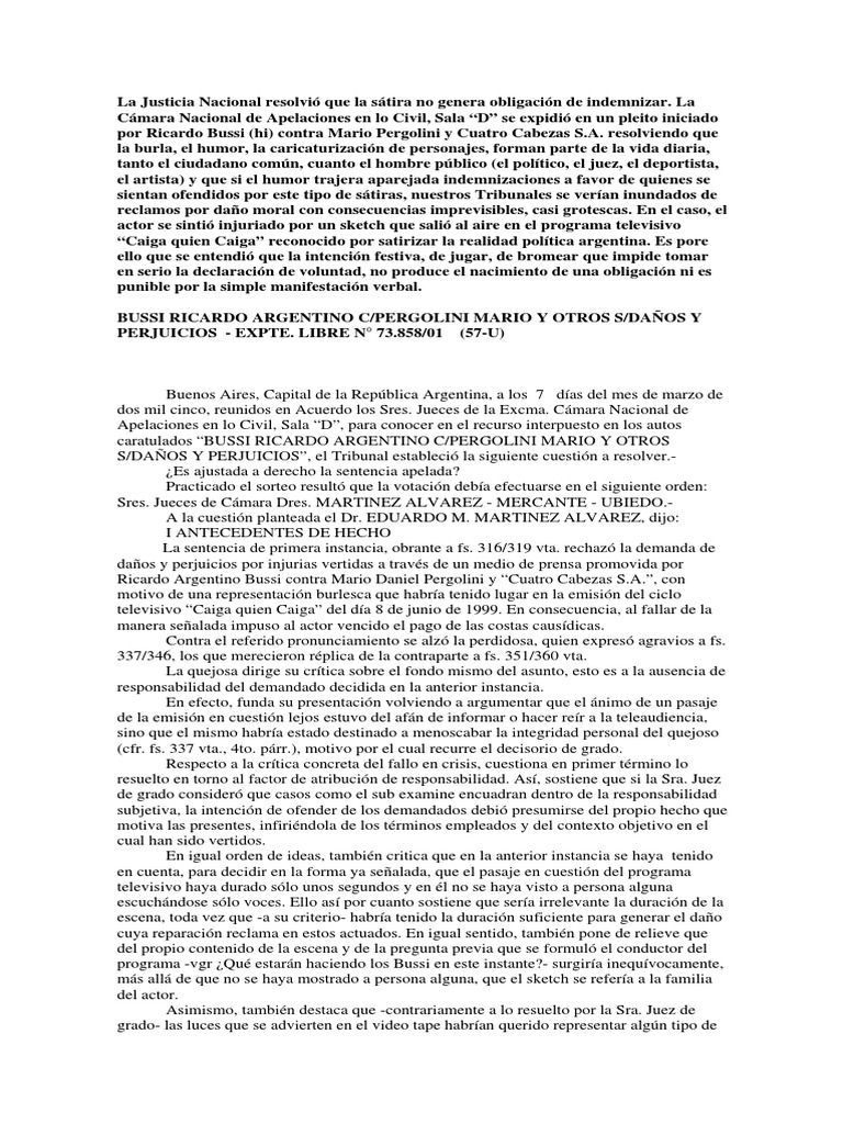 Fallo Pergolini-Bussi | PDF | Justicia | Crimen y violencia