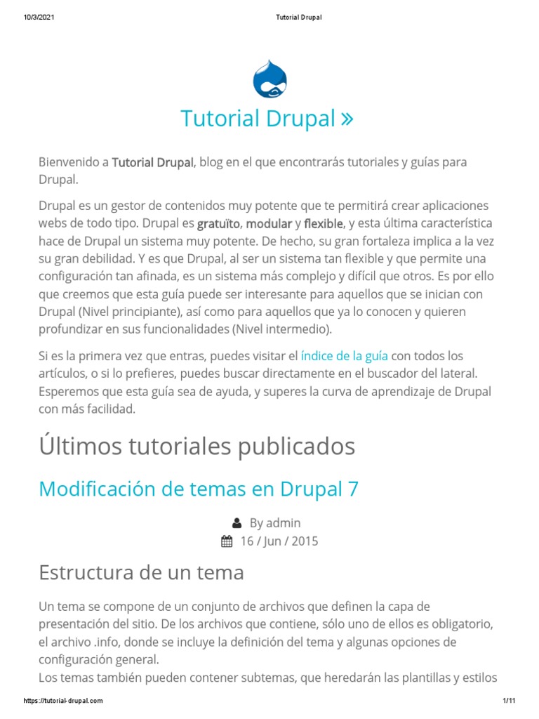 Tutorial Drupal | PDF | Drupal | Posicionamiento en buscadores
