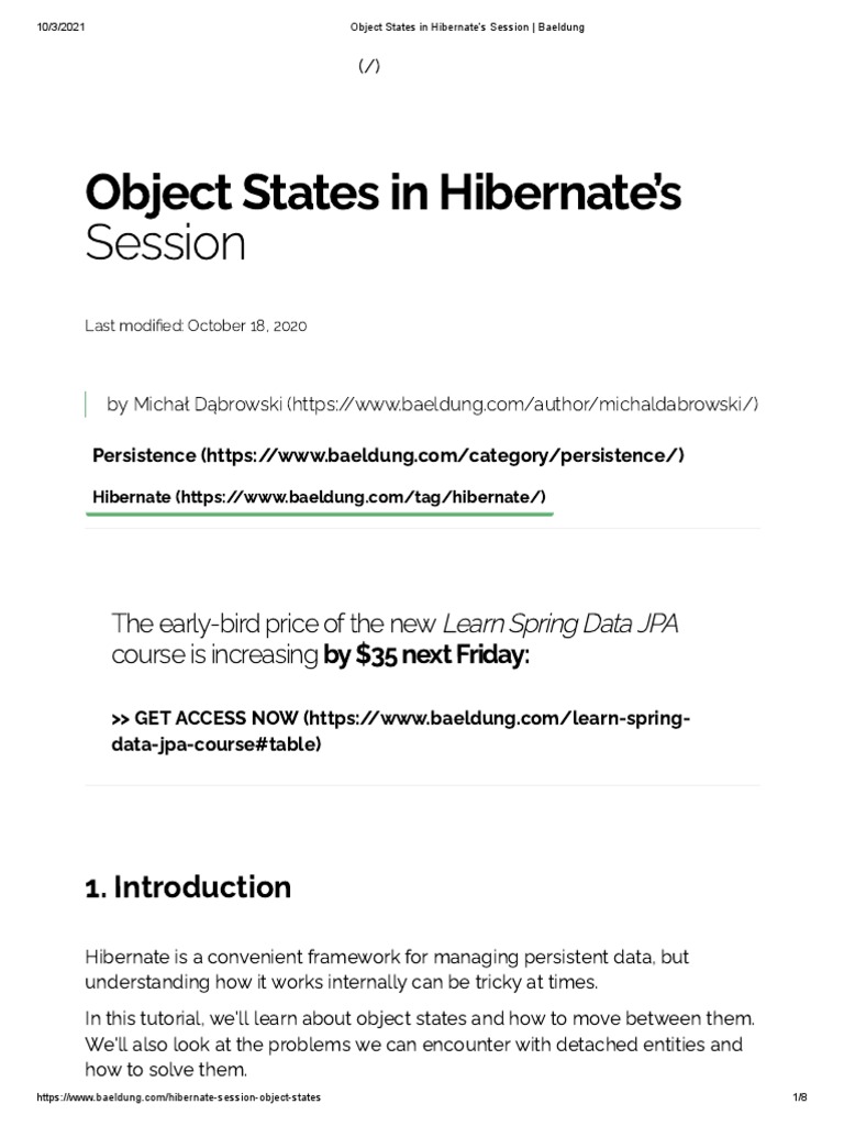 Object States in Hibernate's Session - Baeldung | PDF | Information ...