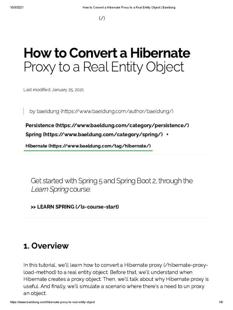 How To Convert A Hibernate Proxy To A Real Entity Object Baeldung Download Free Pdf World