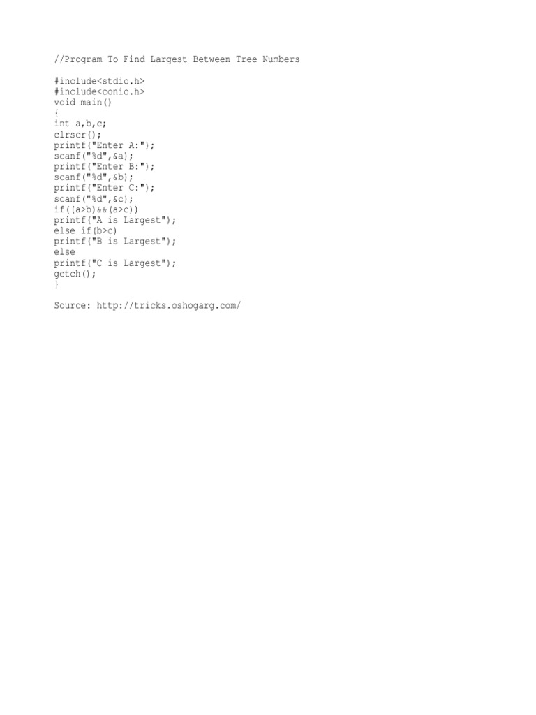 Program To Find Largest Between Three Numbers | PDF | Teaching Methods ...