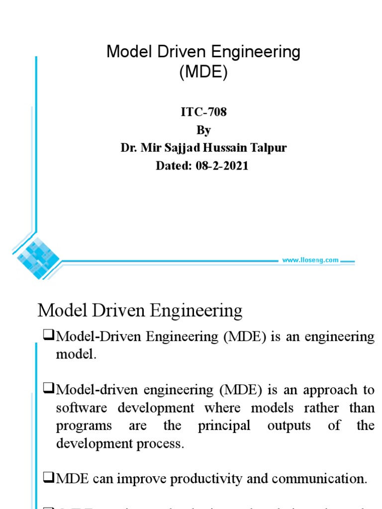 Model Driven Engineering Mde Itc 708 By Dr Mir Sajjad Hussain Talpur Dated 08 2 2021 Pdf