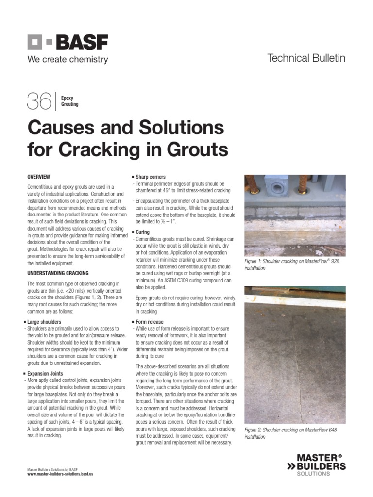 Causes and Solutions For Cracking in Grouts: Technical Bulletin | PDF ...