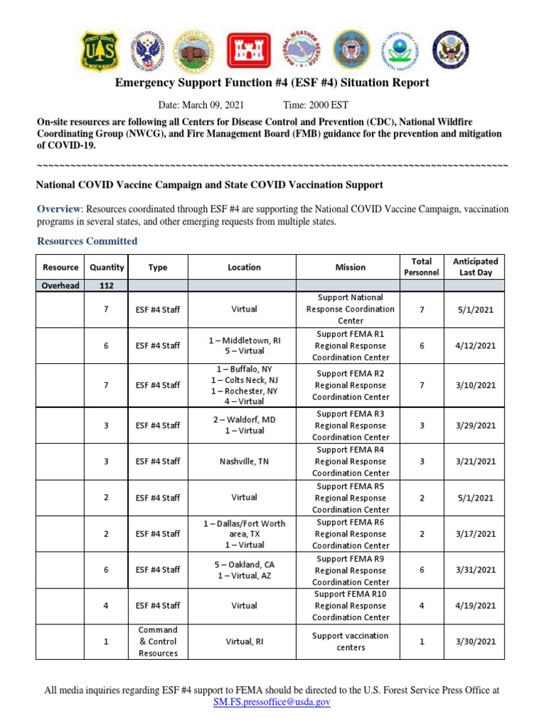 Emergency Support Function #4 (ESF #4) Situation Report | PDF | Federal ...